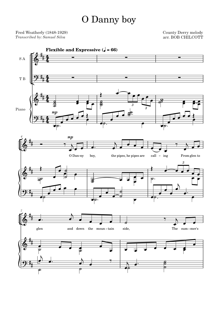 O Danny boy - Arr: Bob Chilcott Sheet music for Piano, Female, Male ...