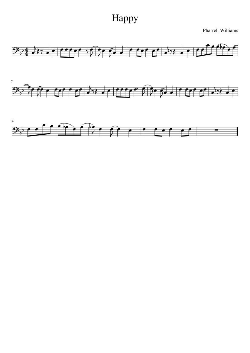 Happy- Pharrell Williams Sheet Music for Piano (Solo) easy | MuseScore.com