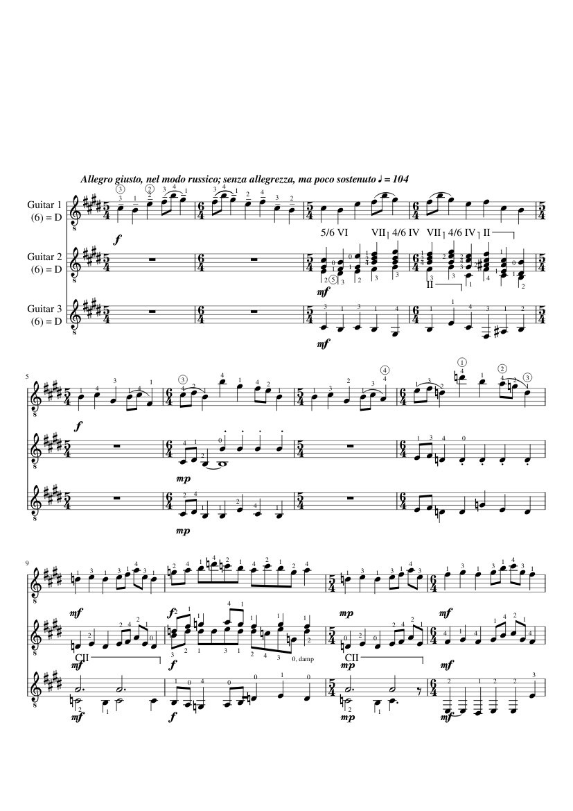 Pictures at an Exhibition - Modest Mussorgsky Sheet Music for Guitar ...
