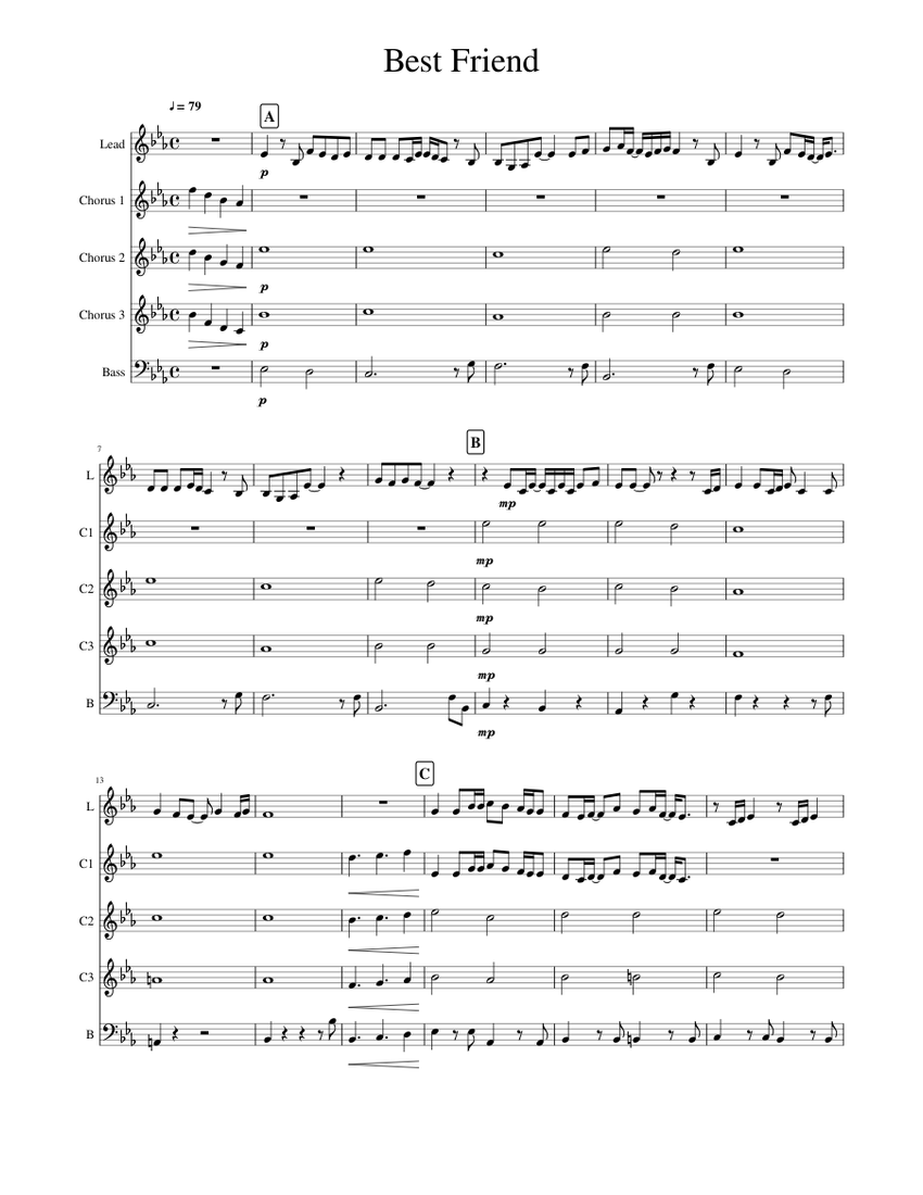 Best Friend Sheet music for Bass (Solo) | Download and print in PDF or ...