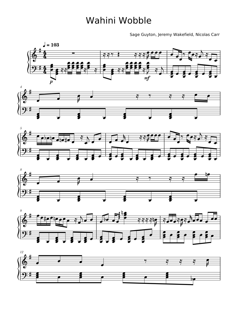 Wahini Wobble Sheet music for Piano (Solo) | Musescore.com
