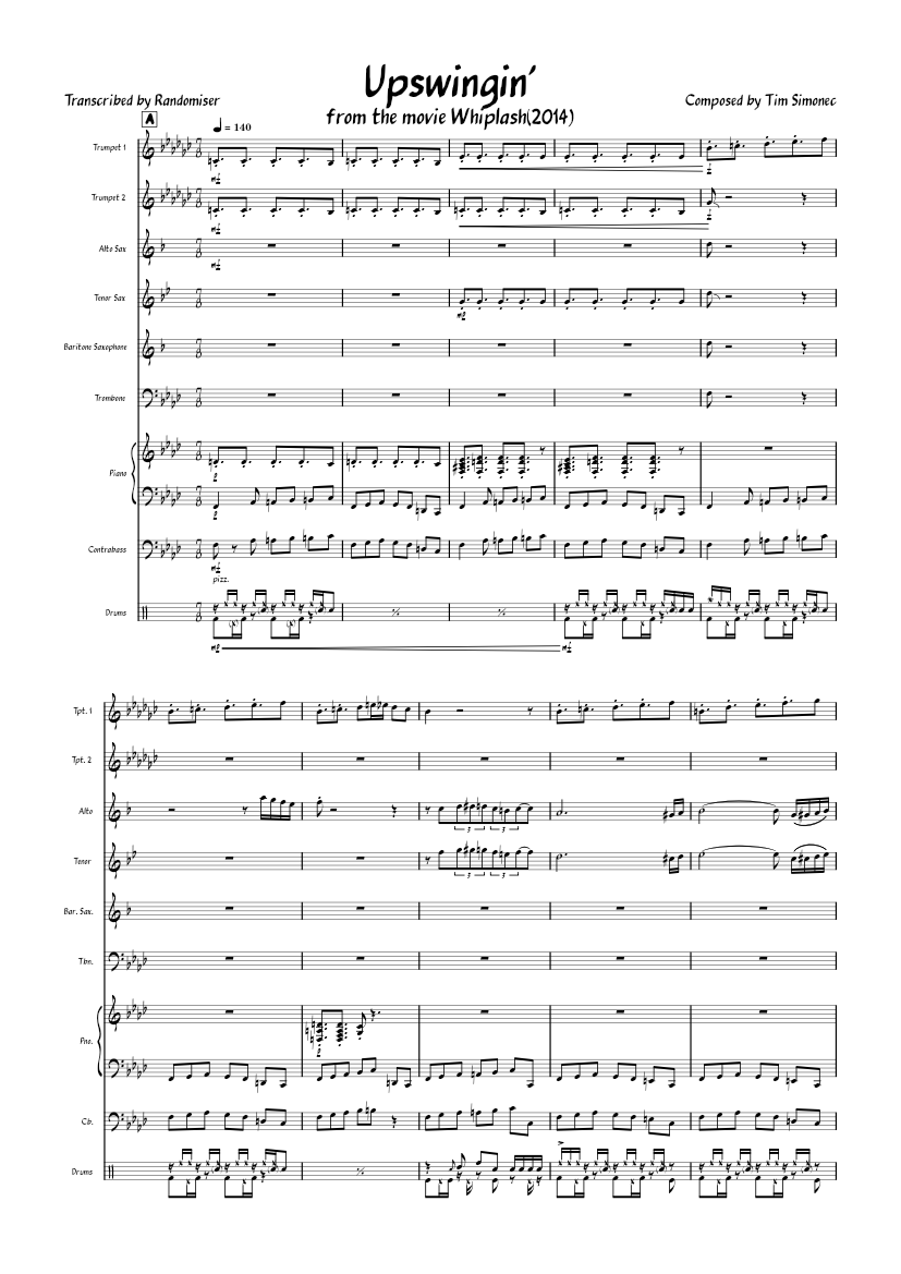 Upswingin' (from Whiplash) – Tim Simonec Sheet Music for Piano ...