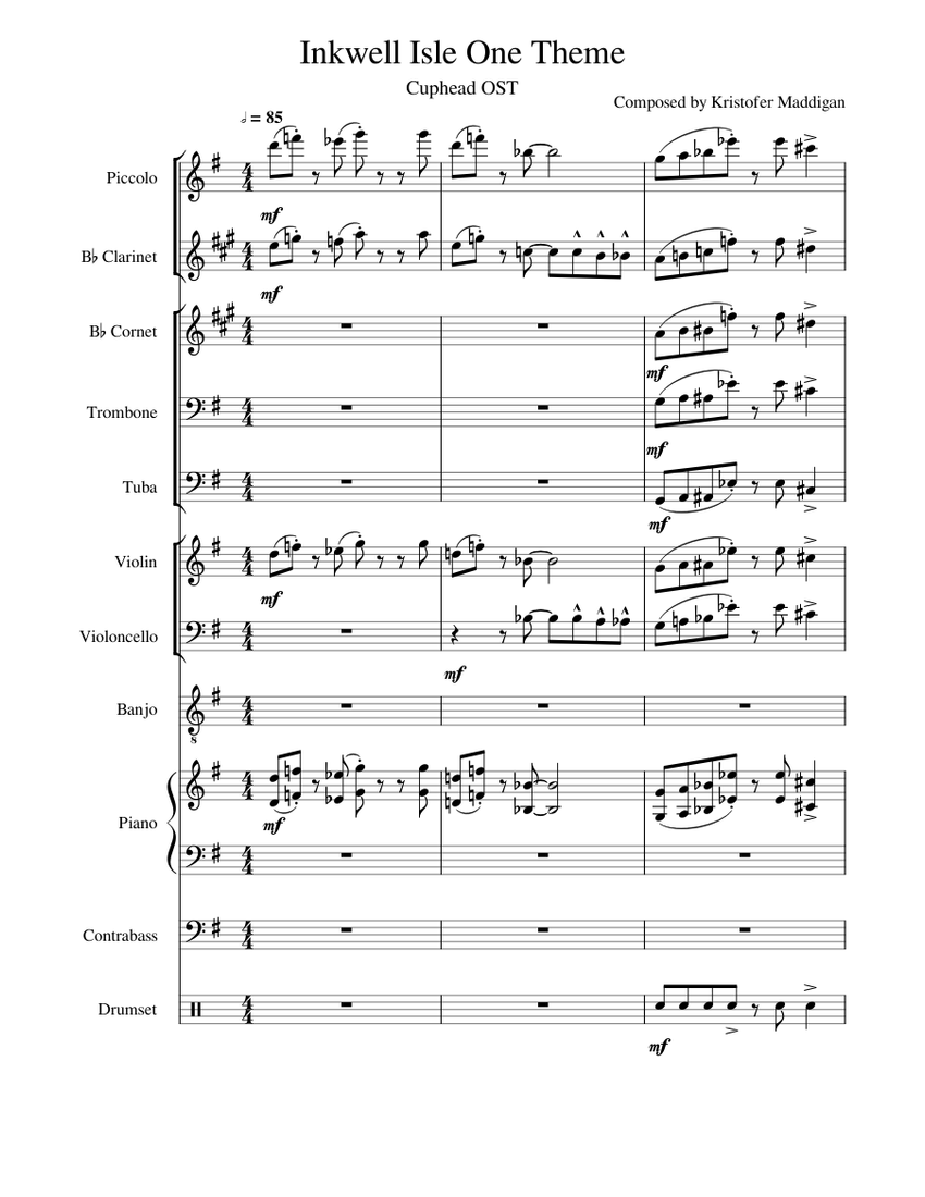 Cuphead - Inkwell Isle One Sheet music for Piano, Trombone, Cornet ...