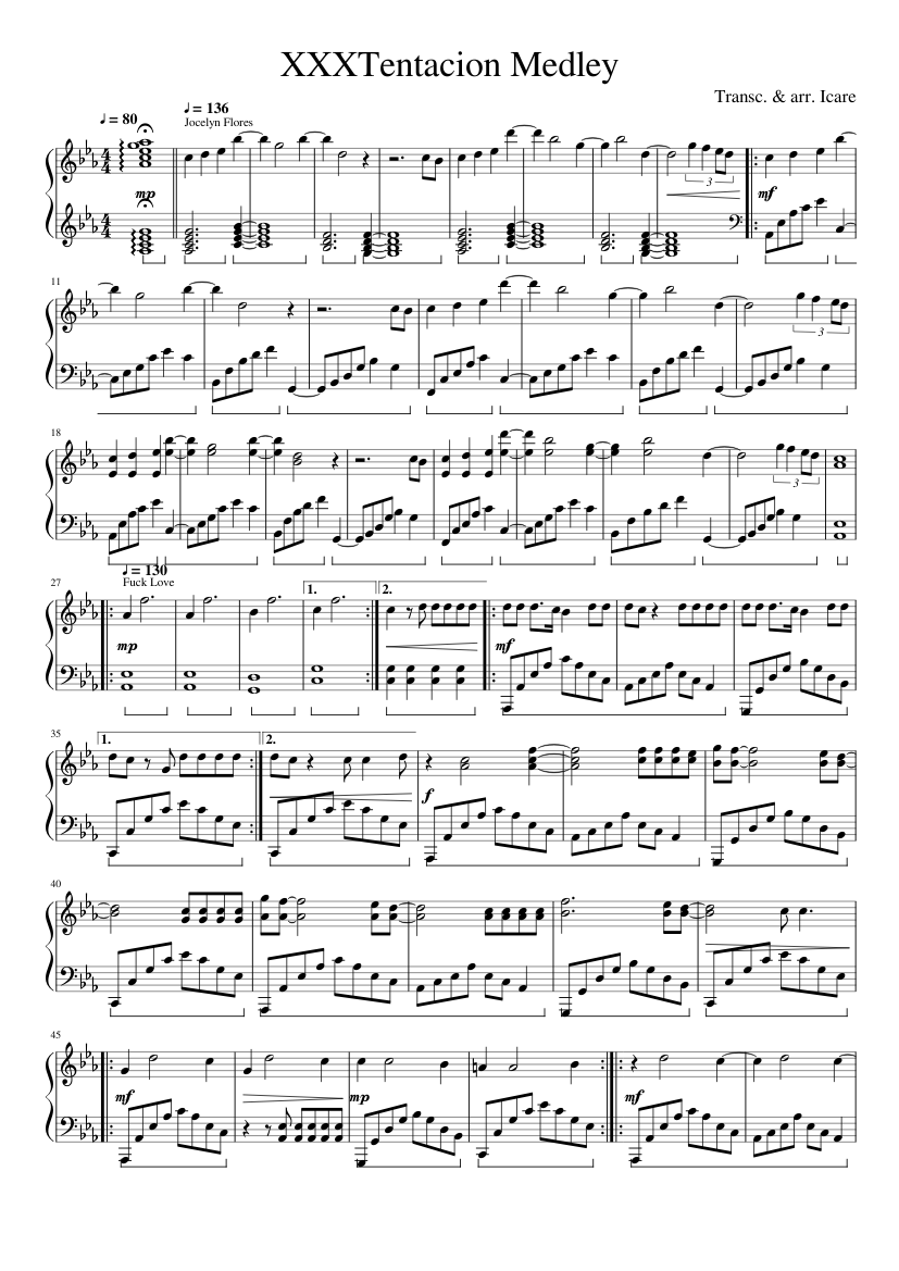 XXXTentacion Medley Sheet music for Piano (Solo) | Musescore.com