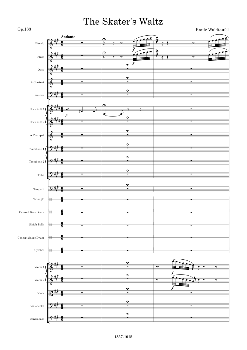Les Patineurs, Op.183 "Skater's Waltz" – Emile Waldteufel Sheet music ...