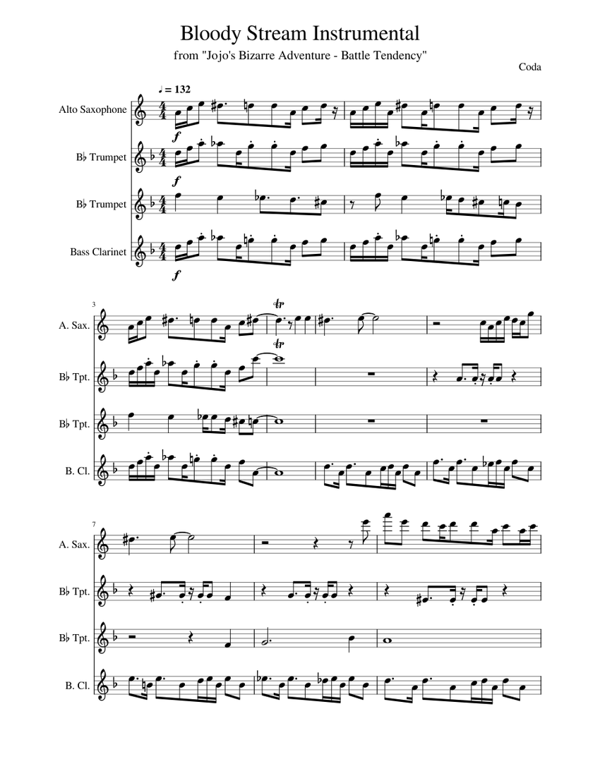 Bloody Stream but i bullied it Sheet music for Clarinet bass, Saxophone ...
