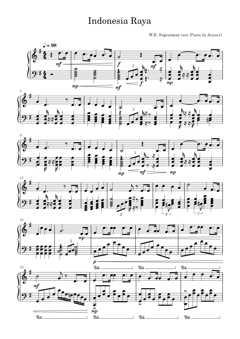 Indonesia raya – Misc Traditional Indonesia Raya Sheet music for Piano ...