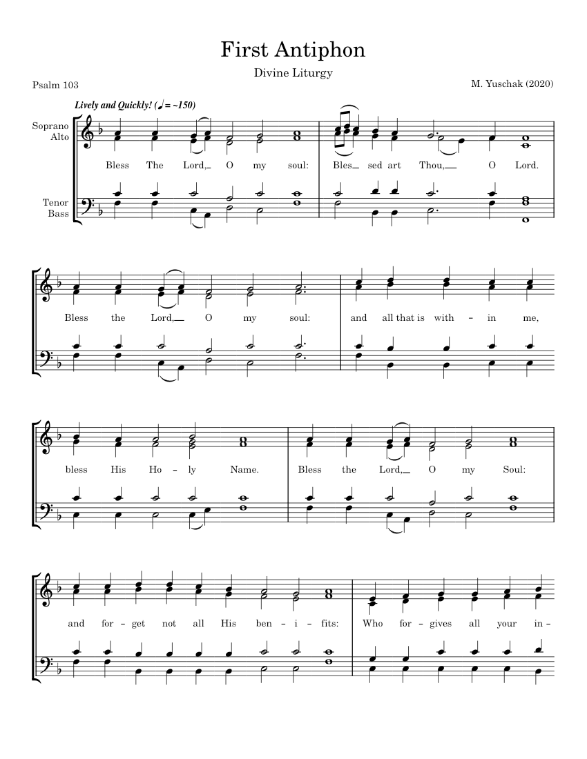 First Antiphon - M. Yuschak Sheet music for Female, Male (Church Choir ...