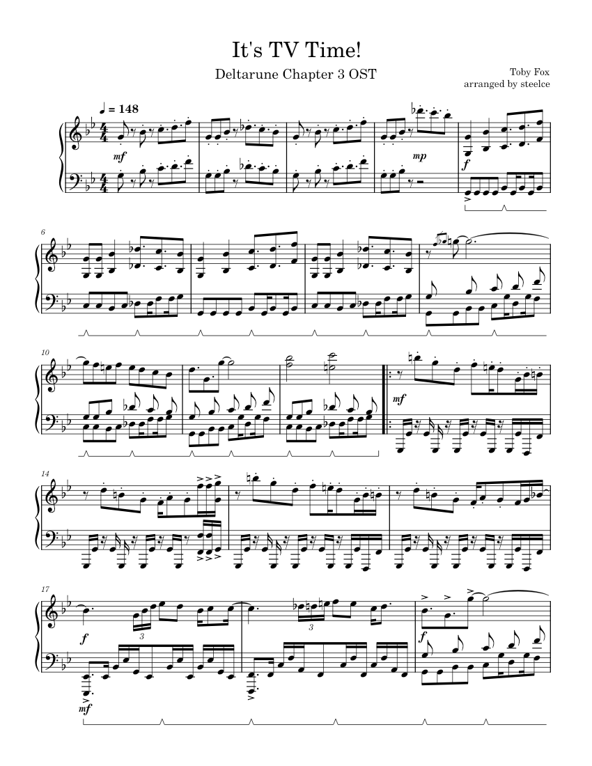It's TV Time! – Toby Fox - Deltarune Chapter 3 OST Sheet Music for ...