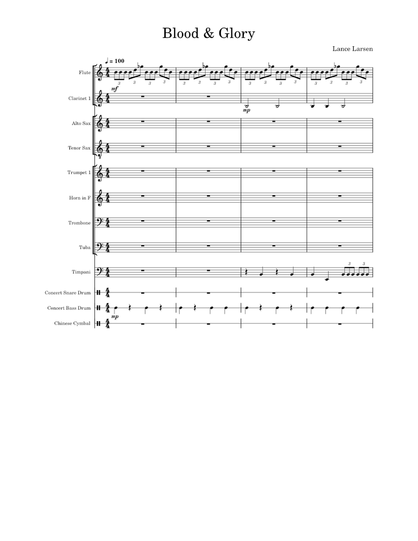 Blood & Glory Sheet music for Trombone, Tuba, Flute, Clarinet in b-flat & more instruments ...