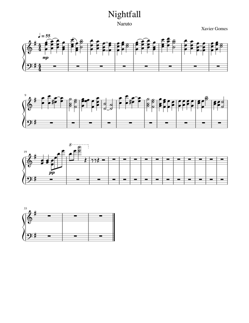 Nightfall Sheet music for Piano (Solo) | Musescore.com