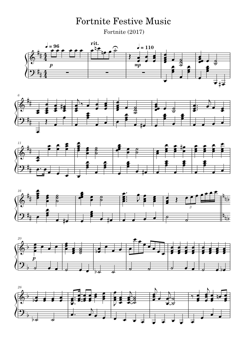 Fortnite Festive Christmas lobby music – Piano Solo Sheet music for ...