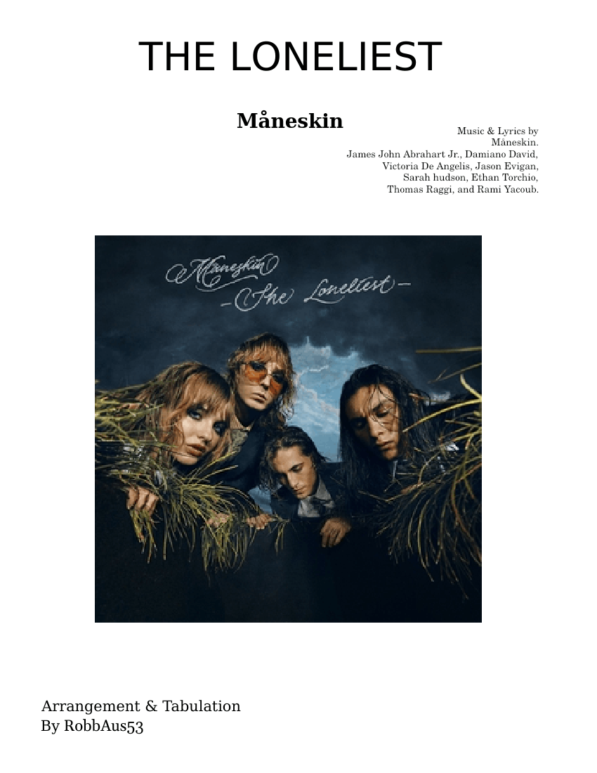 The loneliest – Måneskin Sheet Music and Tab for Mezzo soprano, Violin ...