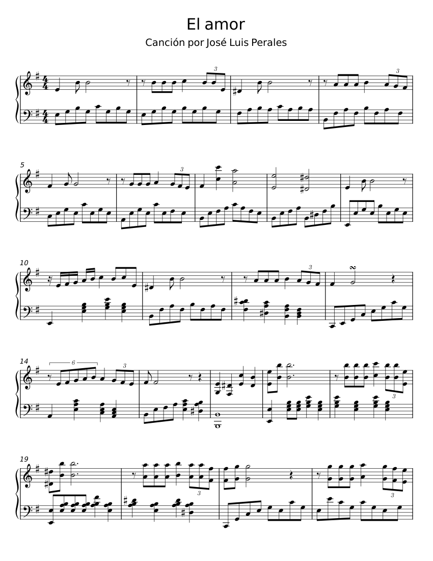 El amor - José Luis Perales Sheet Music for Piano (Solo) | MuseScore.com