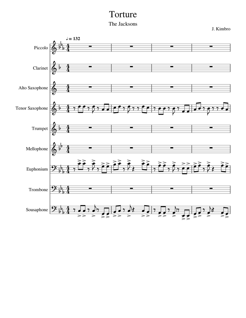 Torture- The Jacksons Sheet music for Trombone, Euphonium, Mellophone, Flute piccolo & more ...