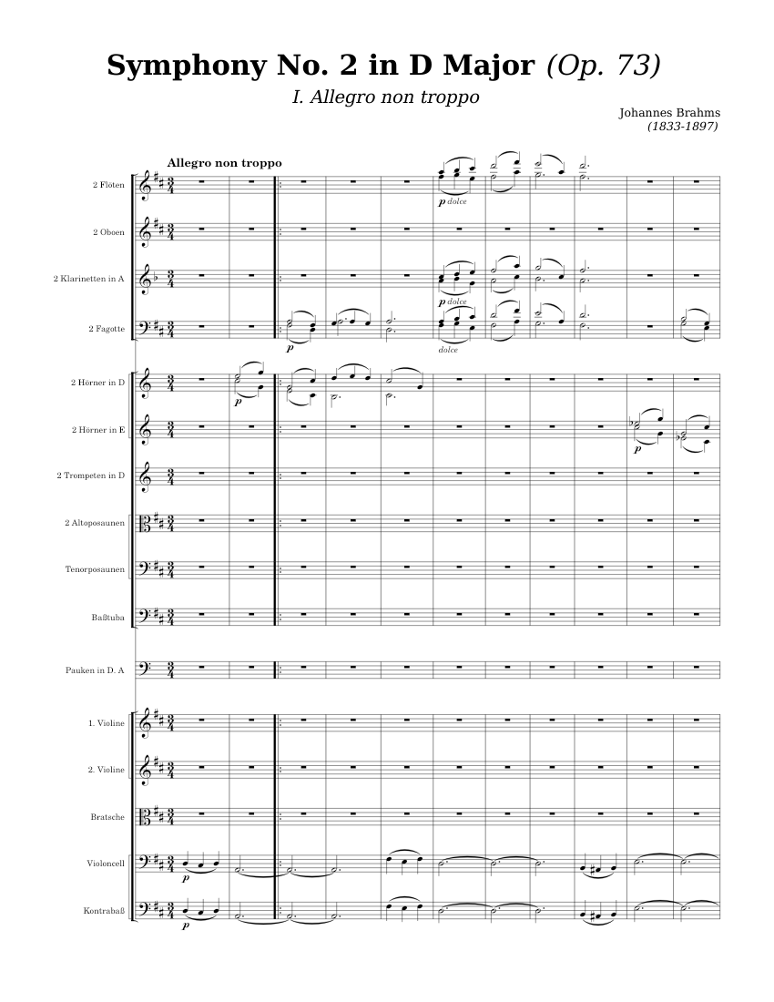 Brahms - Symphony No. 2 in D Major (Op. 73): I. Allegro non troppo ...