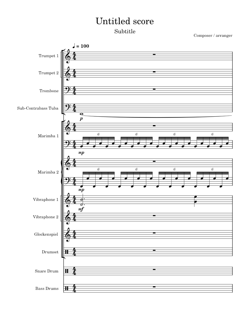 Show Sheet music for Trombone, Tuba, Vibraphone, Glockenspiel & more ...