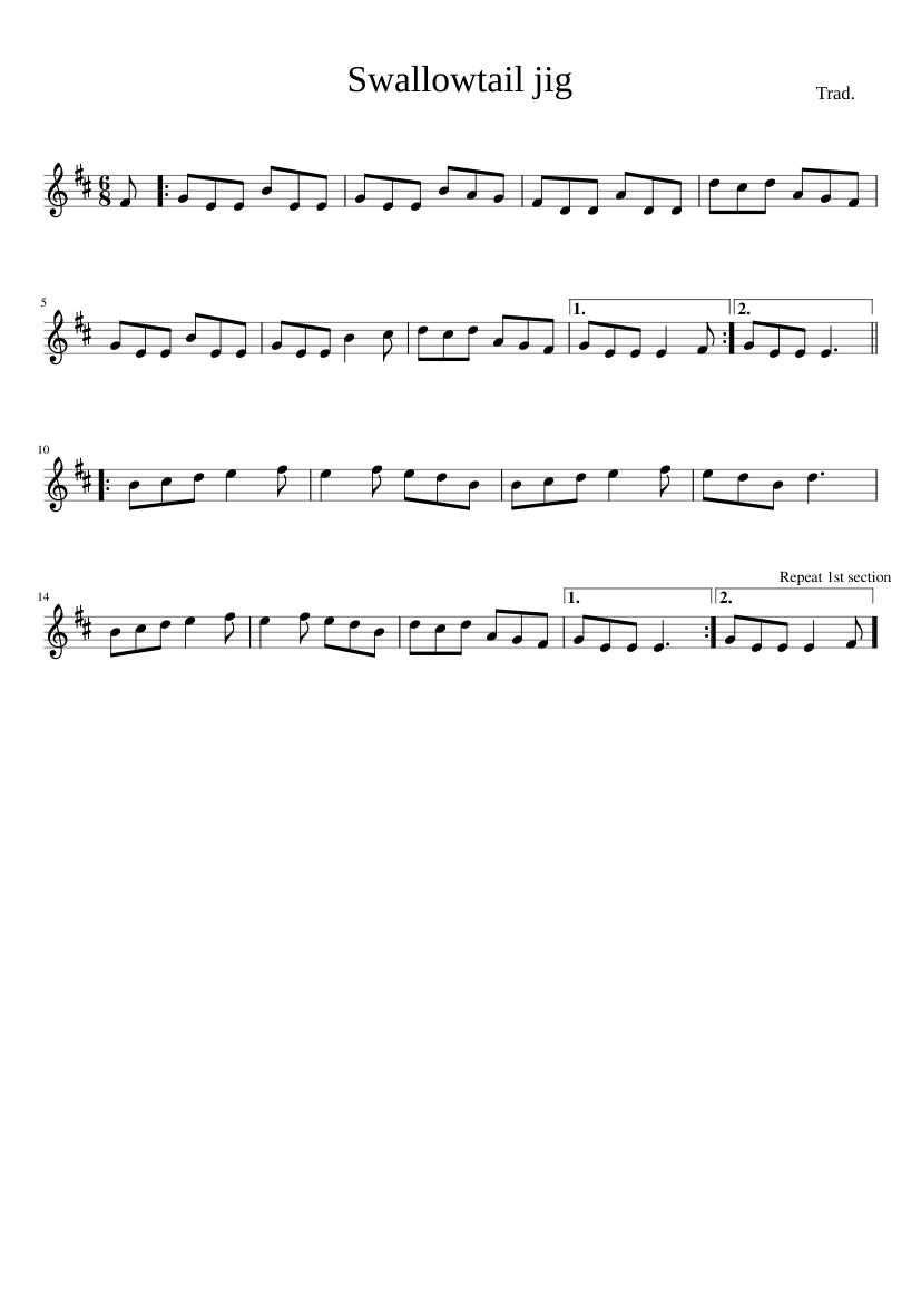 Swallowtail Jig Sheet music for Violin (Solo) | Musescore.com