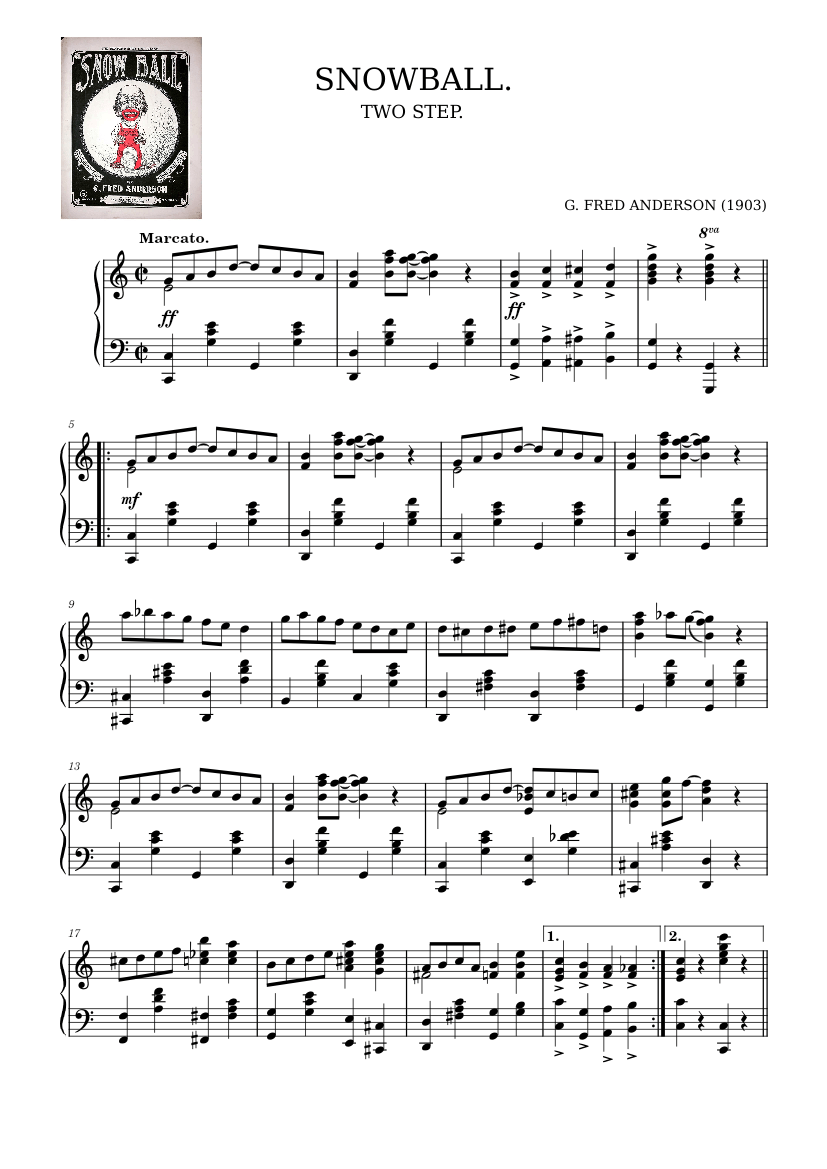 Snowball by G. Fred Anderson (1903) Sheet Music for Piano (Solo ...