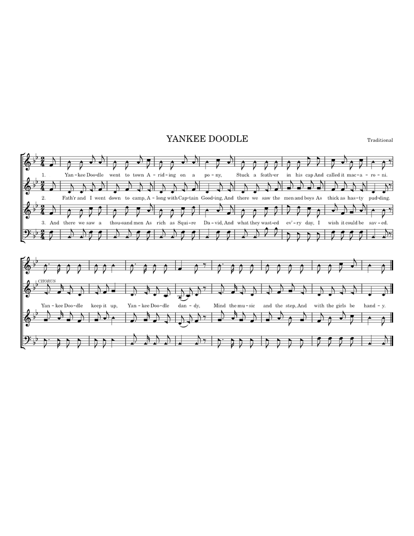 Yankee Doodle – Misc tunes Sheet music for Soprano, Alto, Tenor, Bass ...