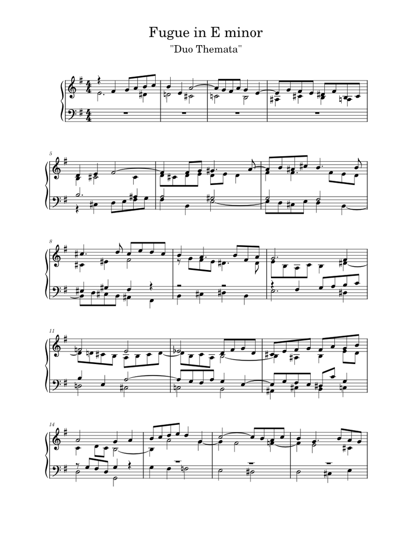 Fugue in E minor, "Duo Themata" Sheet music for Piano (Solo ...