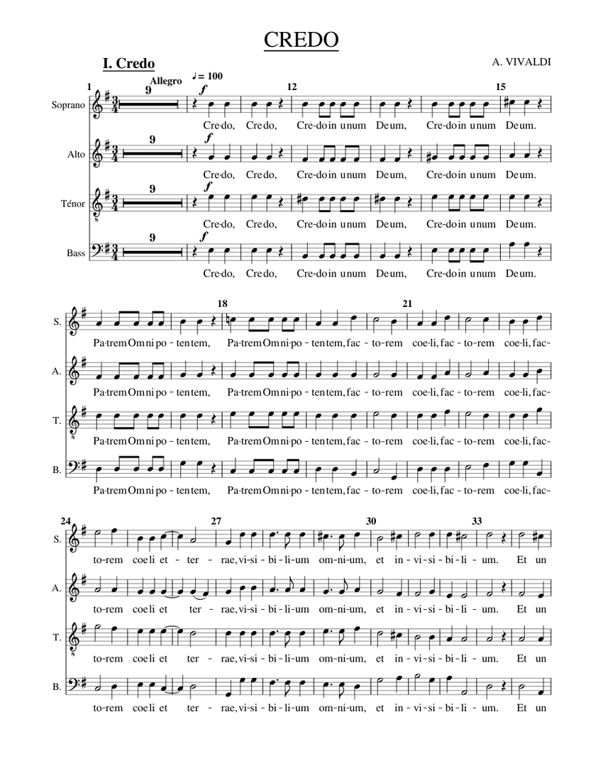 CREDO Sheet music for Bass guitar (SATB) | Musescore.com