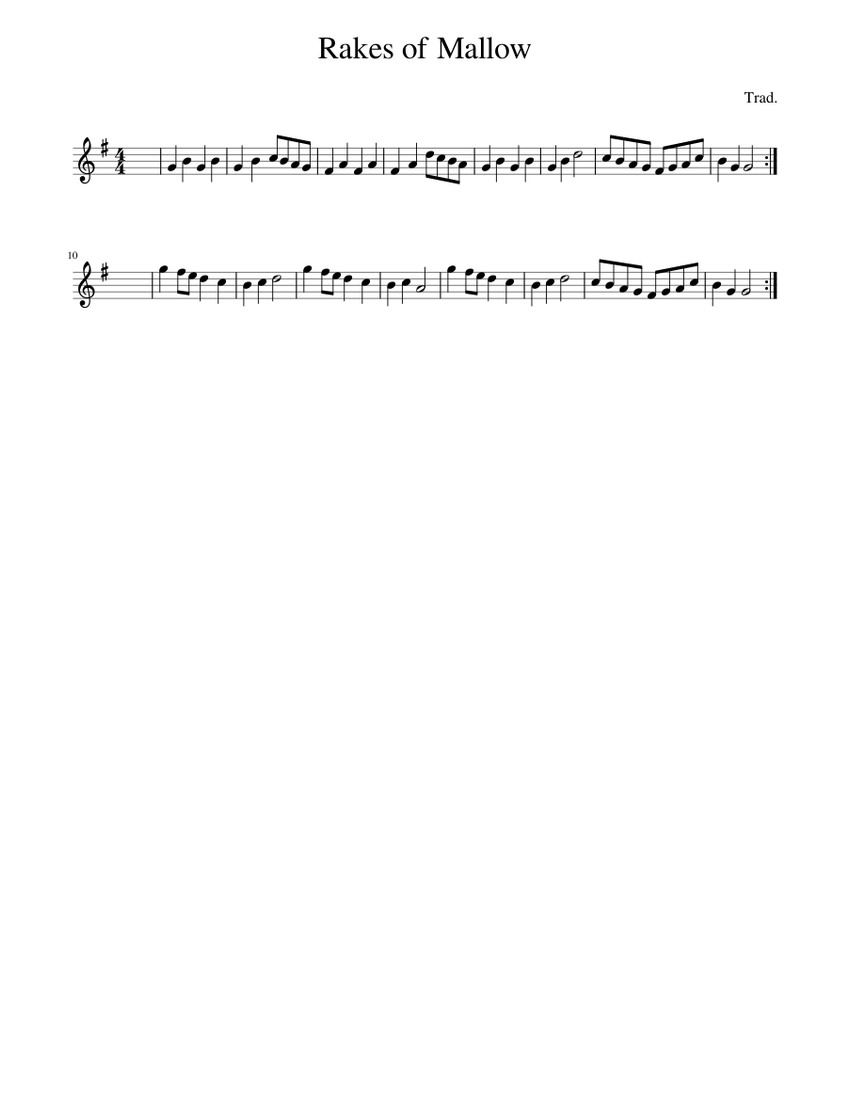 Traditional music - Rakes of Mallow Sheet music for Piano (Solo) Easy ...
