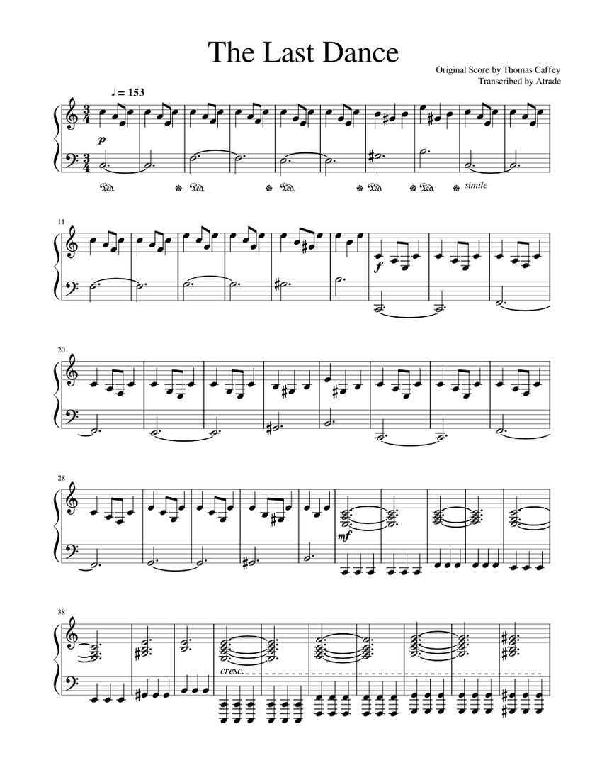The Last Dance End Credits Song Sheet music for Piano (Solo ...