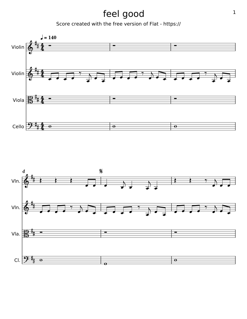 Feel Good Ink. - Gorillaz Sheet Music for Violin, Cello, Nyckelharpa ...