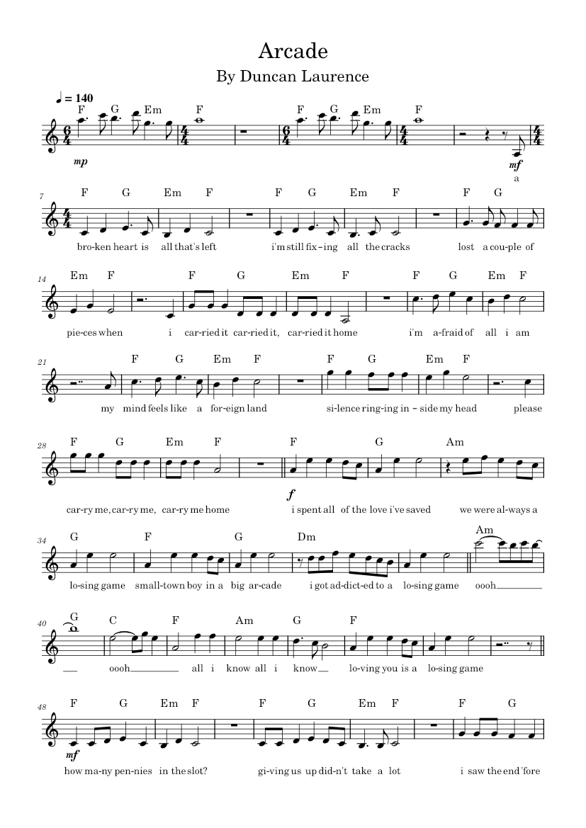 Arcade - Violin Sheet Music with Chords for Violin (Solo) | MuseScore.com