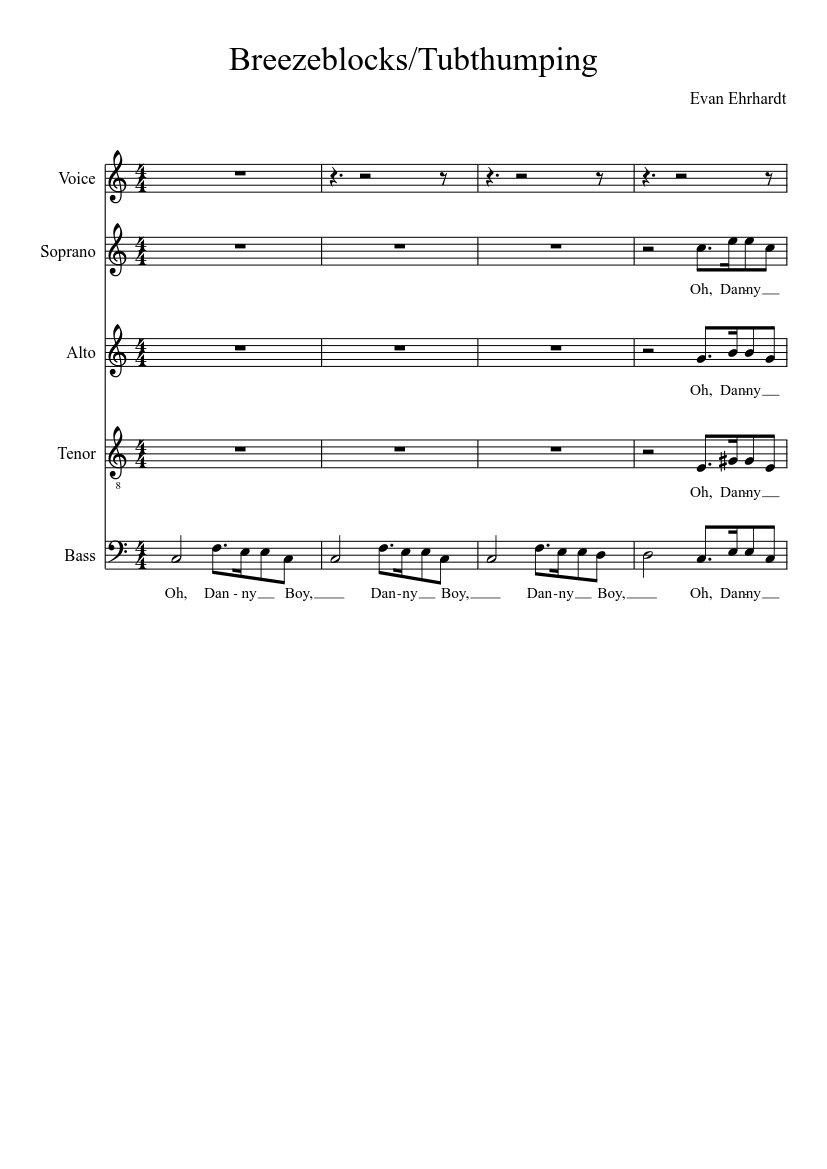 Breezeblocks/Tubthumping Sheet music for Bass guitar, Voice (other ...