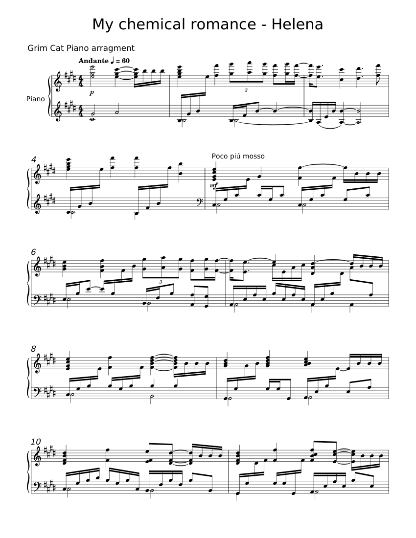 Helena - My Chemical Romance Sheet music for Piano (Solo) Easy ...
