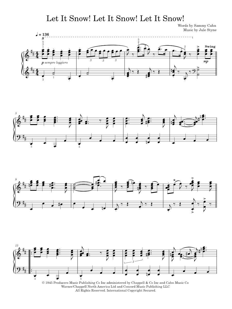 let it snow Sheet music for Piano: Music Notes
