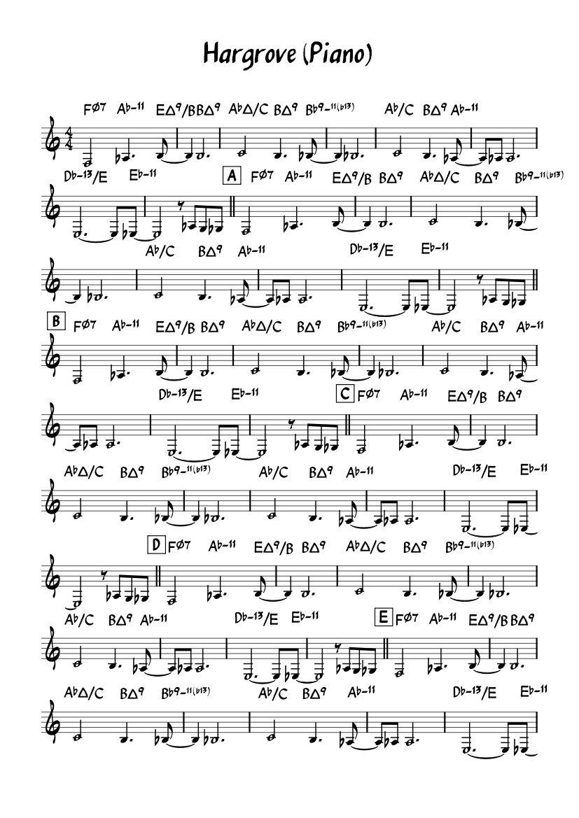 Hargrove – Kenny Garrett Hargrove Piano Sheet Music with Chords for ...