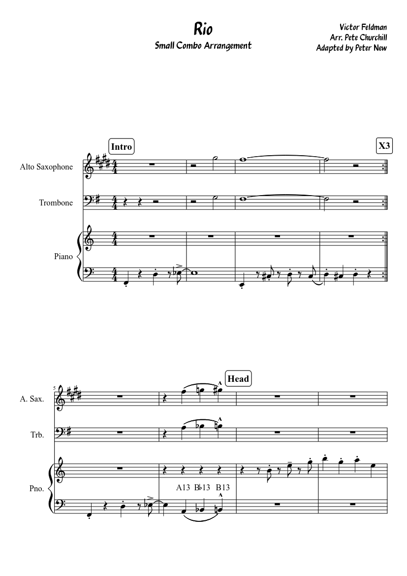 Rio Sheet music for Piano, Trombone (Solo) | Musescore.com