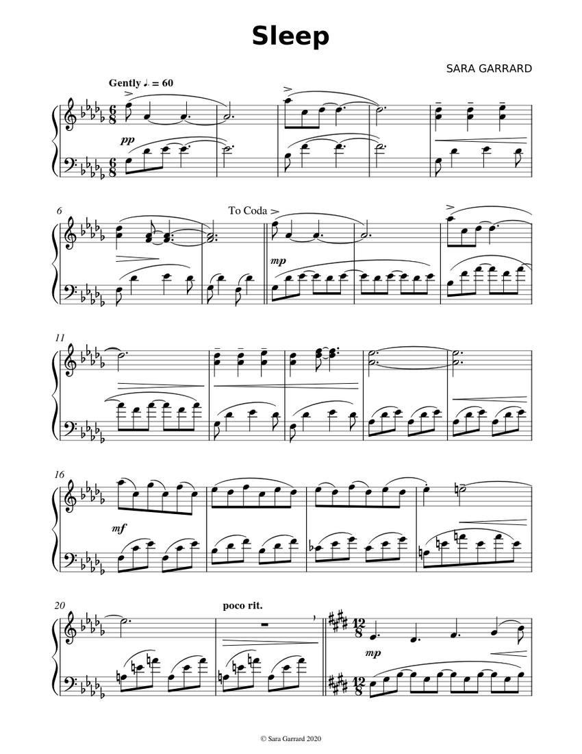 Sleep Sheet music for Piano (Solo) Easy | Musescore.com