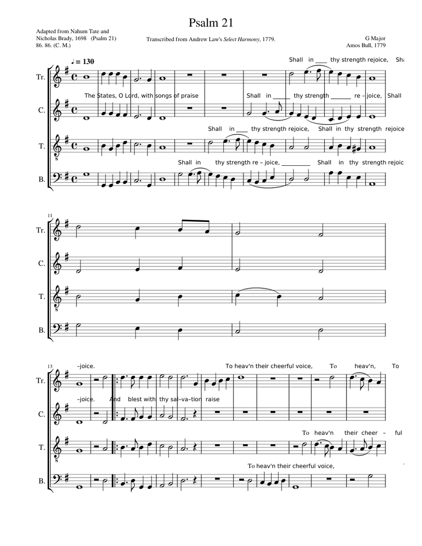 Psalm 21 - Amos Bull Sheet music for Alto, Tenor, Bass voice, Vocals ...