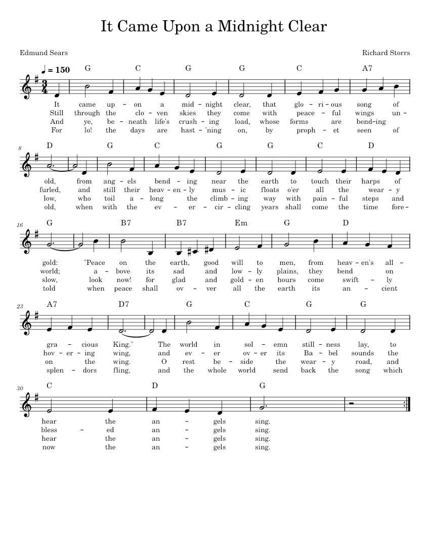 It came upon a midnight clear – Misc Christmas (Lead Sheet - Melody ...
