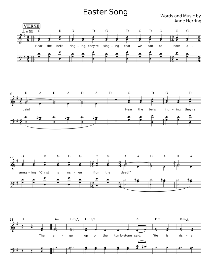 EASTER SONG - Anne Herring Sheet music for Synthesizer (Mixed Duet ...
