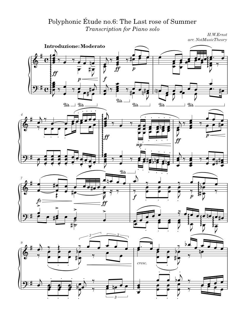 Polyphonic Etude no.6: Last Rose of Summer, transcription for Piano ...