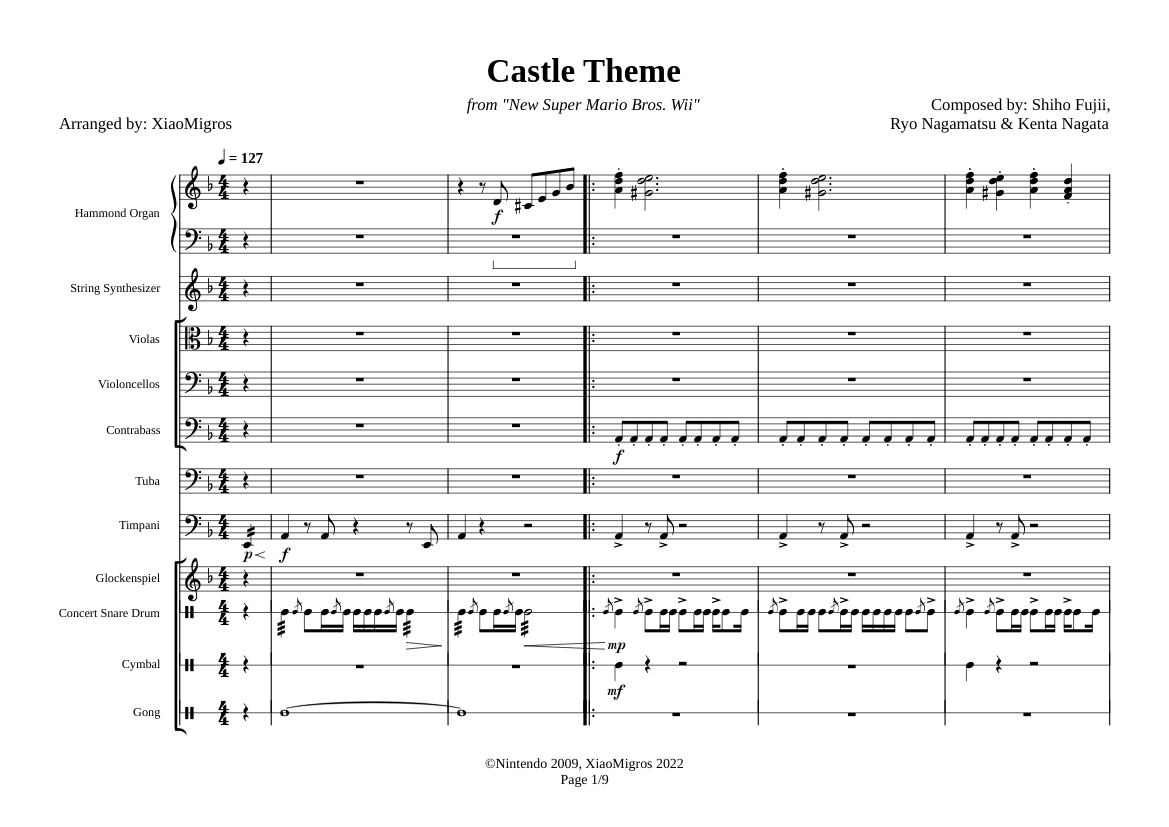 Castle Theme - New Super Mario Bros. Wii Sheet Music for Organ, Tuba ...