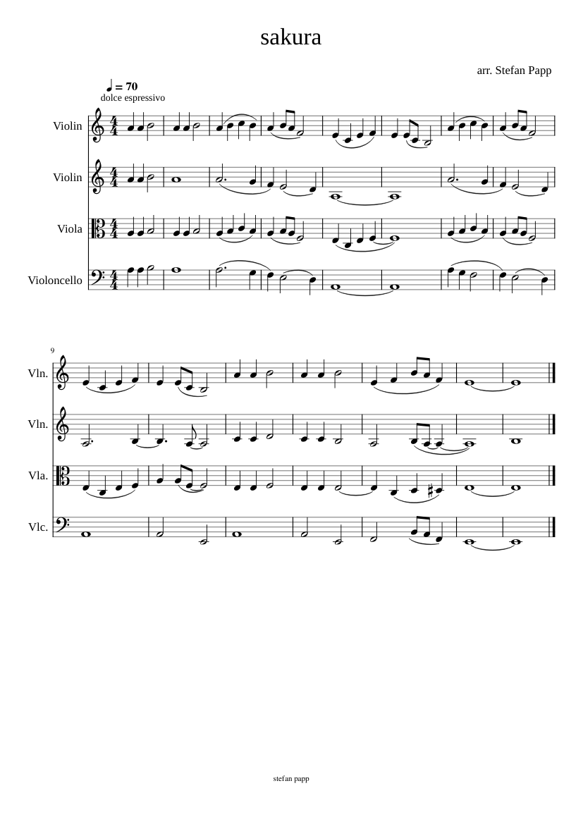 Sakura - arr Stefan Papp Sheet music for Violin, Viola, Cello (String ...