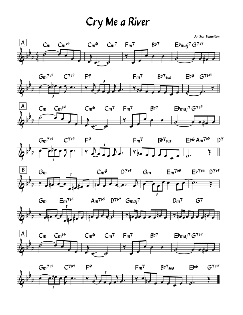 Cry Me a River – Arthur Hamilton Sheet music for Piano (Solo) Easy ...