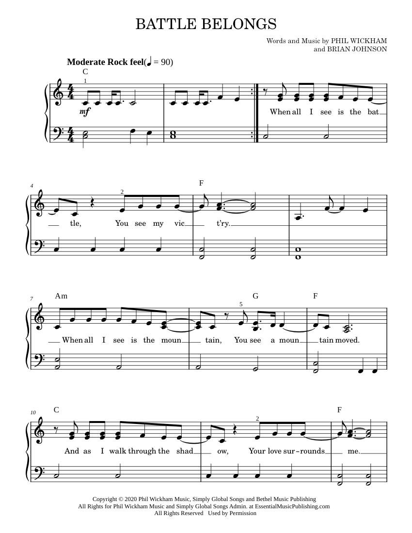 Battle Belongs Sheet music for Piano by Phil Wickham Official | MuseScore.com