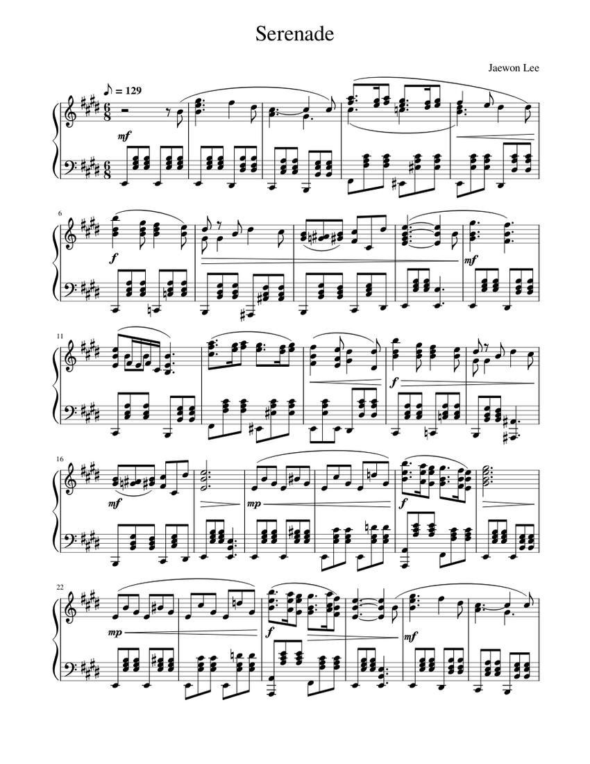 Serenade Sheet music for Piano (Solo) | Musescore.com