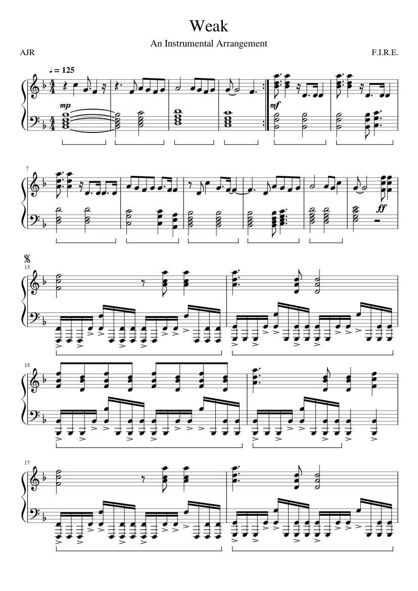 #6 - AJR - Weak Sheet music for Piano (Solo) | Musescore.com