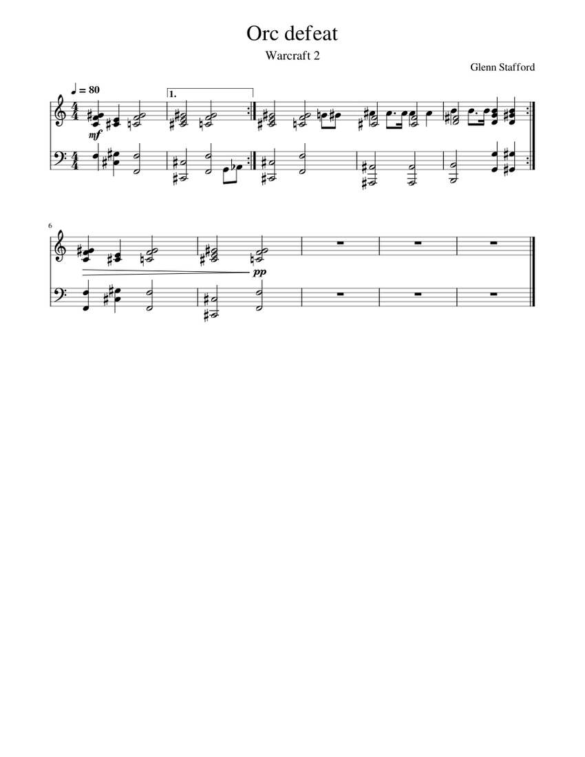 Orc defeat – Glenn stafford Sheet music for Piano (Solo) Easy ...