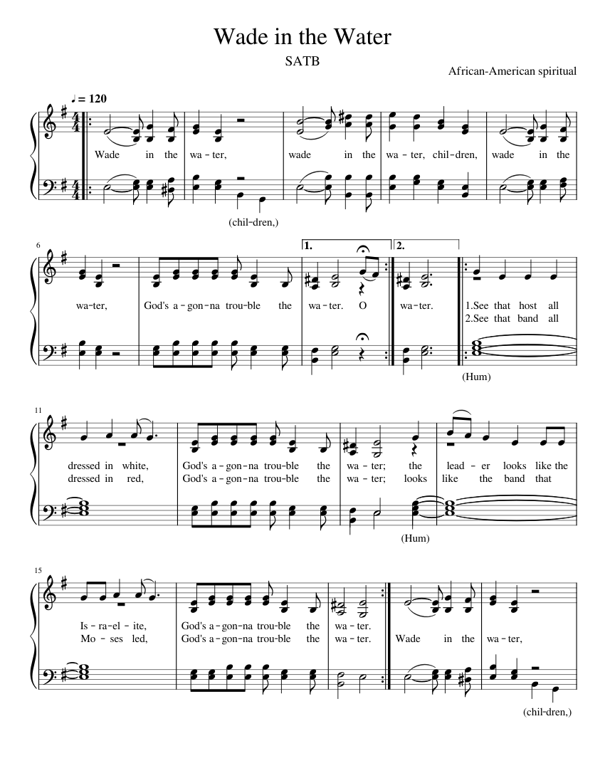 Wade in the Water, SATB Sheet music for Piano (Solo) Easy | Musescore.com