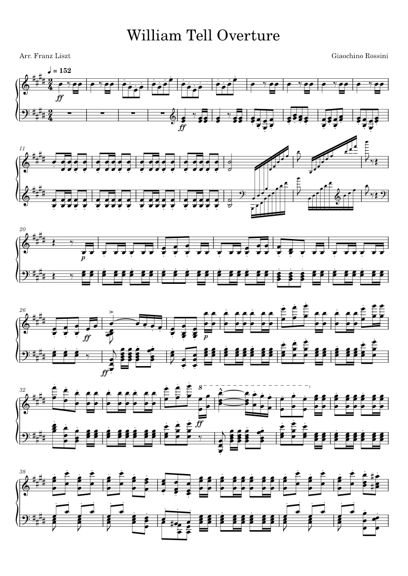 William Tell Overture (Finale) – Gioacchino Rossini Sheet music for Piano (Solo) Easy ...