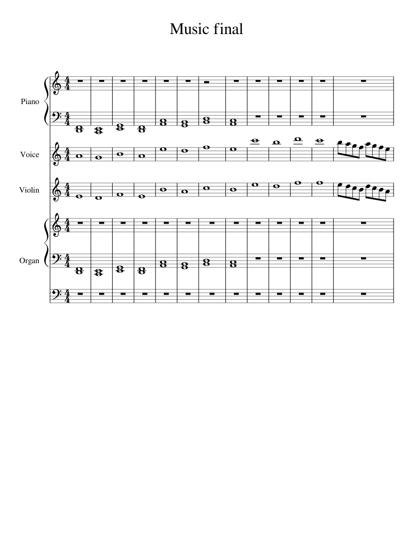 Music final Sheet music for Piano, Organ, Vocals, Violin (Mixed Quartet ...